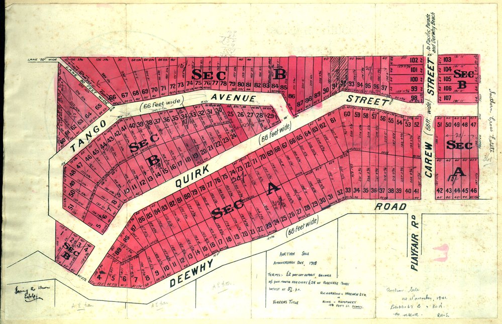 Southern Cross Estate, Dee Why, 1915: Subdivision plan | Northern ...