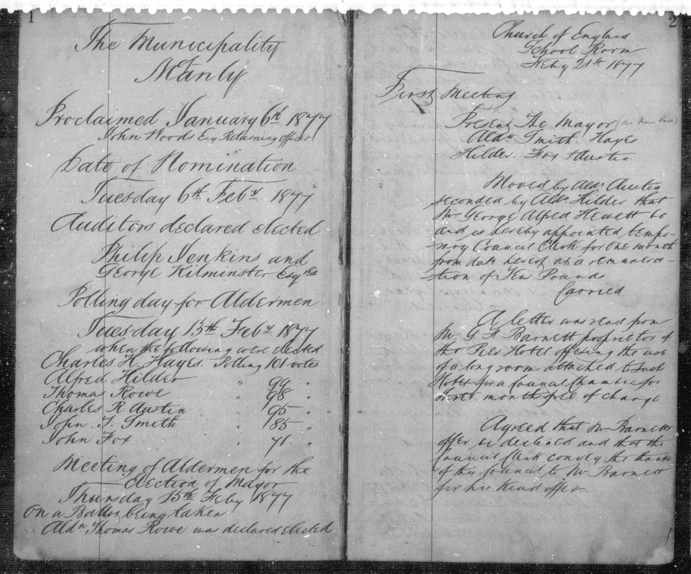 Manly Council Historical Minutes between 6 January 1877 to 19 September ...