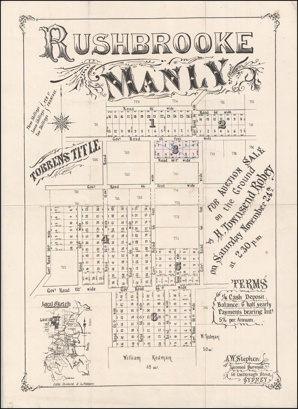 Rushbrooke, Manly, early c1900s: Subdivision Plan | Northern Beaches ...